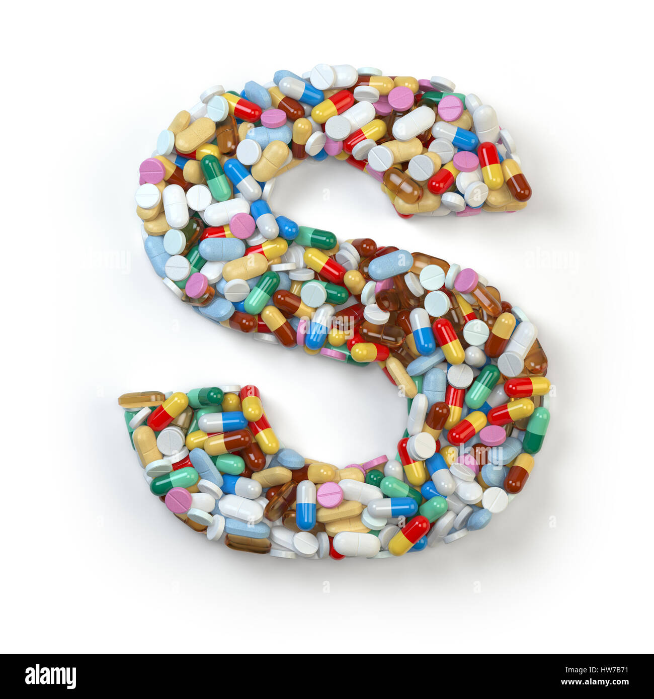 Letter S. Set of alphabet of medicine pills, capsules, tablets and ...