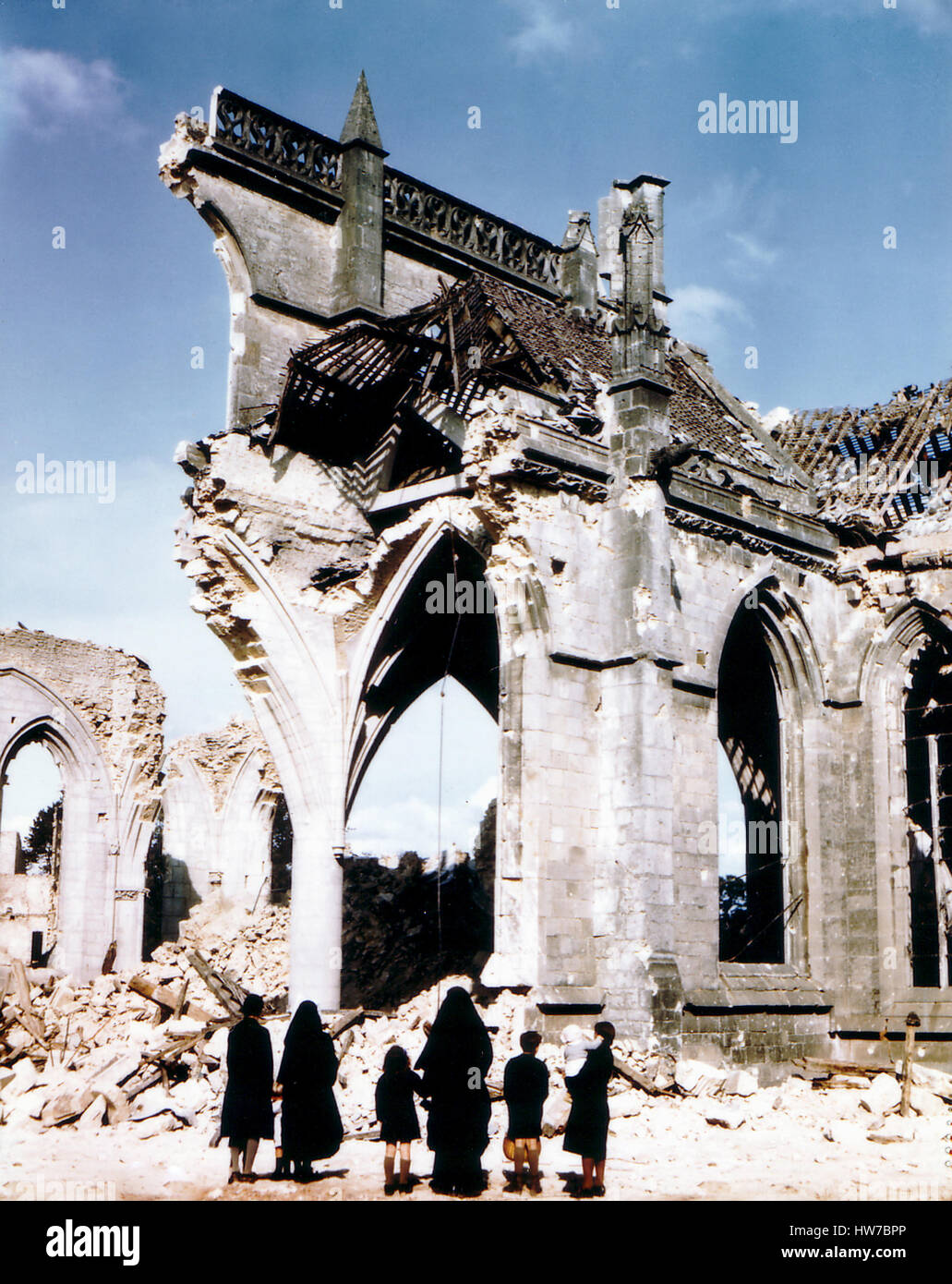 Normandy, France, June 1944. Villages and city in ruins after the ...