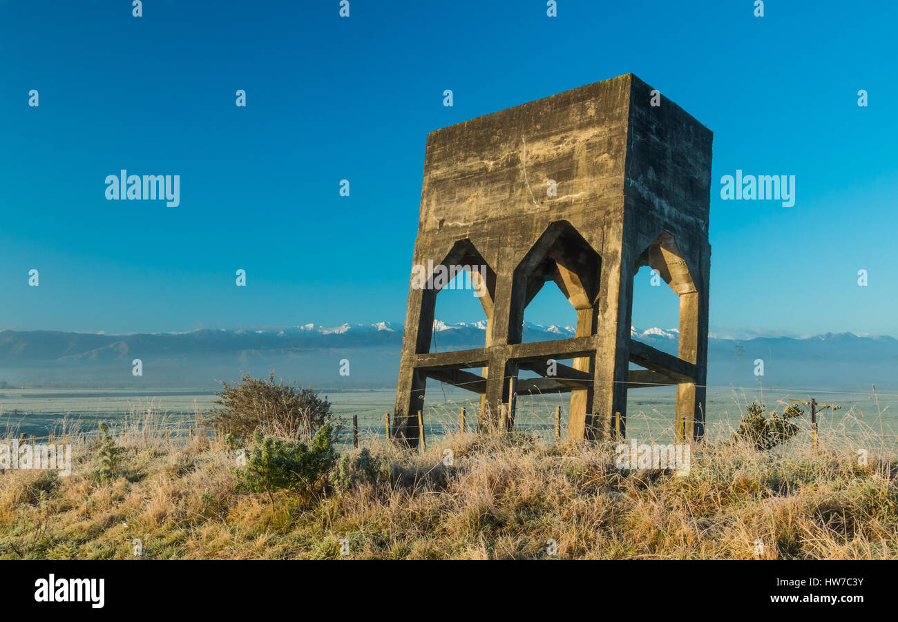 Leaning farm water tower on a fresh winters morning Stock Photo - Alamy