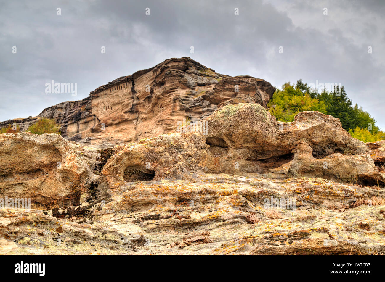 Beautiful mountain landscape with ancient rock monastery Stock Photo ...