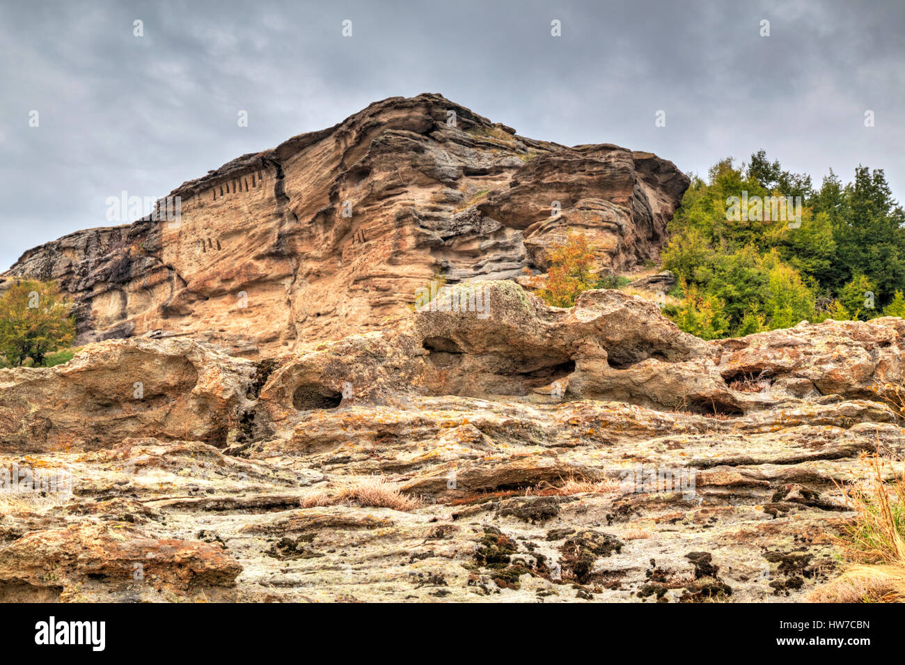 Beautiful mountain landscape with ancient rock monastery Stock Photo ...