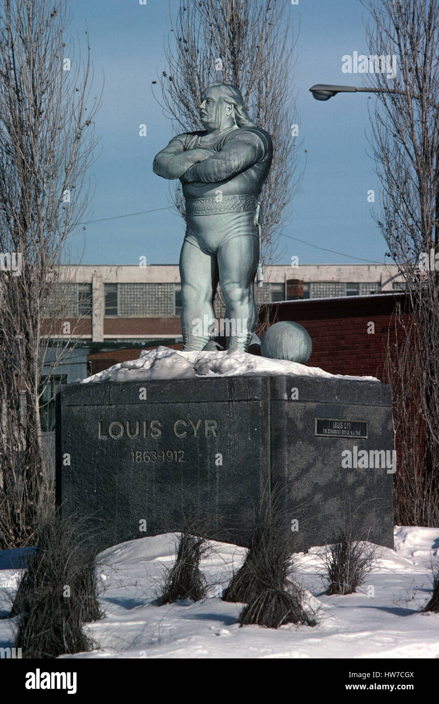 Statue of Louis Cyr French Canadian strongman between the 19th and 20th ...