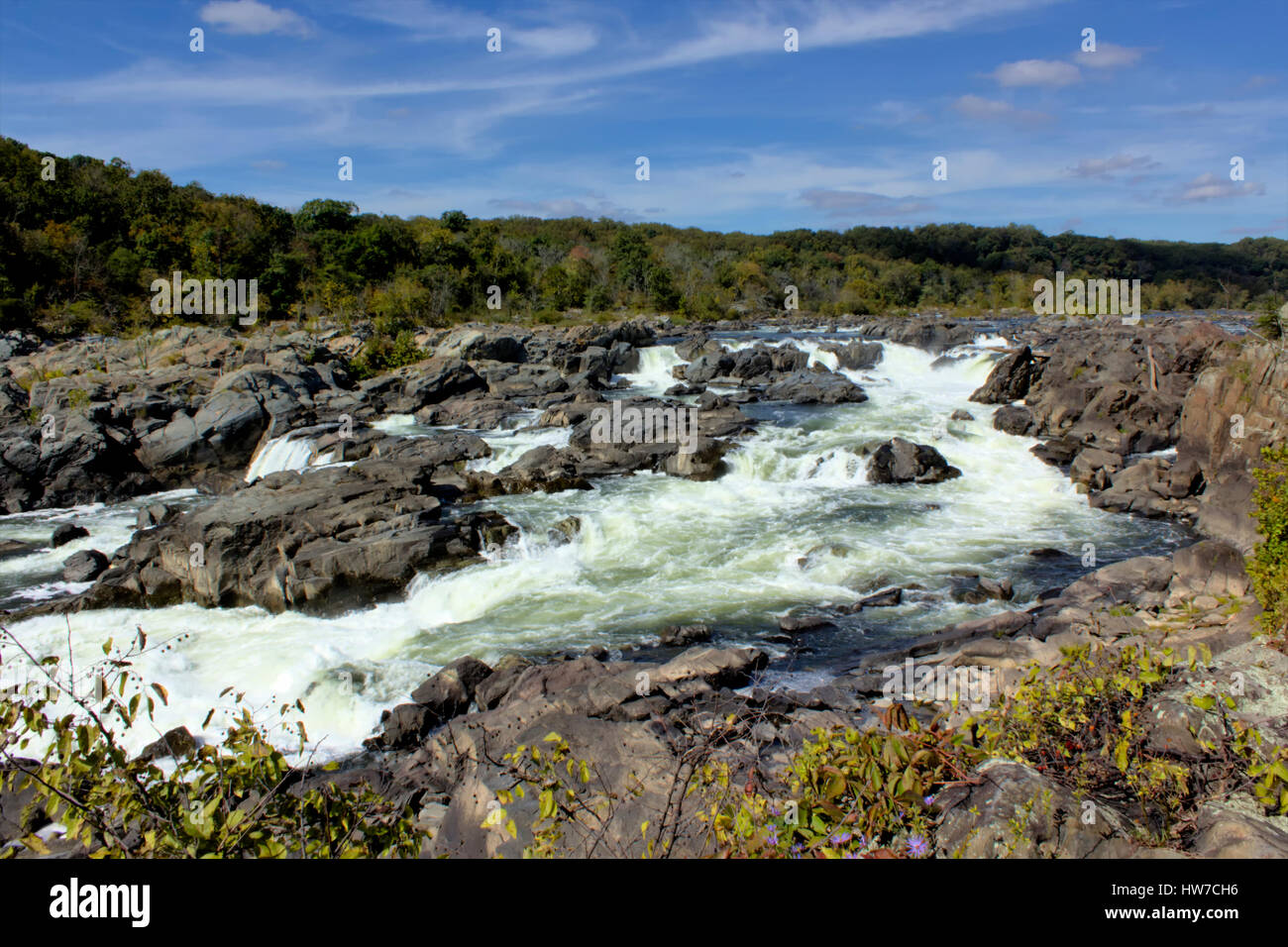 Main fails of the Great Falls of the Potomac River Stock Photo - Alamy