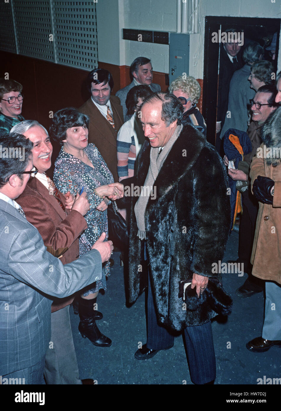 Prime Minister Pierre Trudeau at a political party rally, Montreal ...