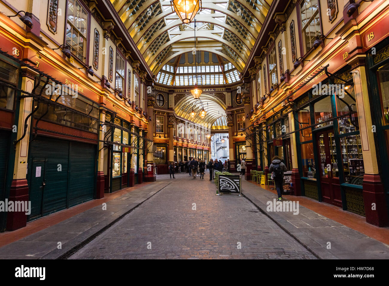 Picturesque street in London surrounded with pubs, bars. colorful ...