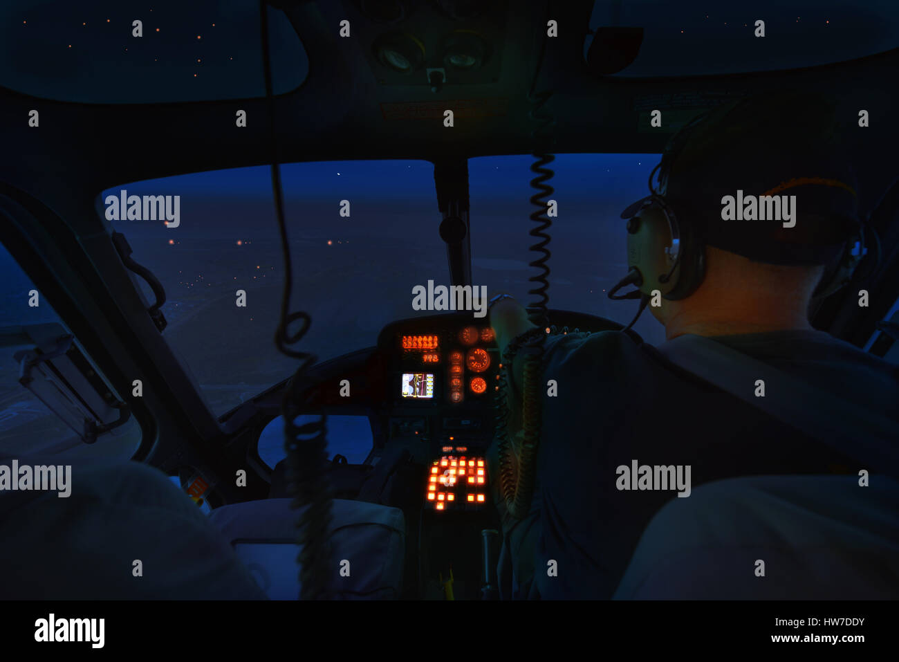 Interior view from a Eurocopter AS350 Squirrel helicopter with ...