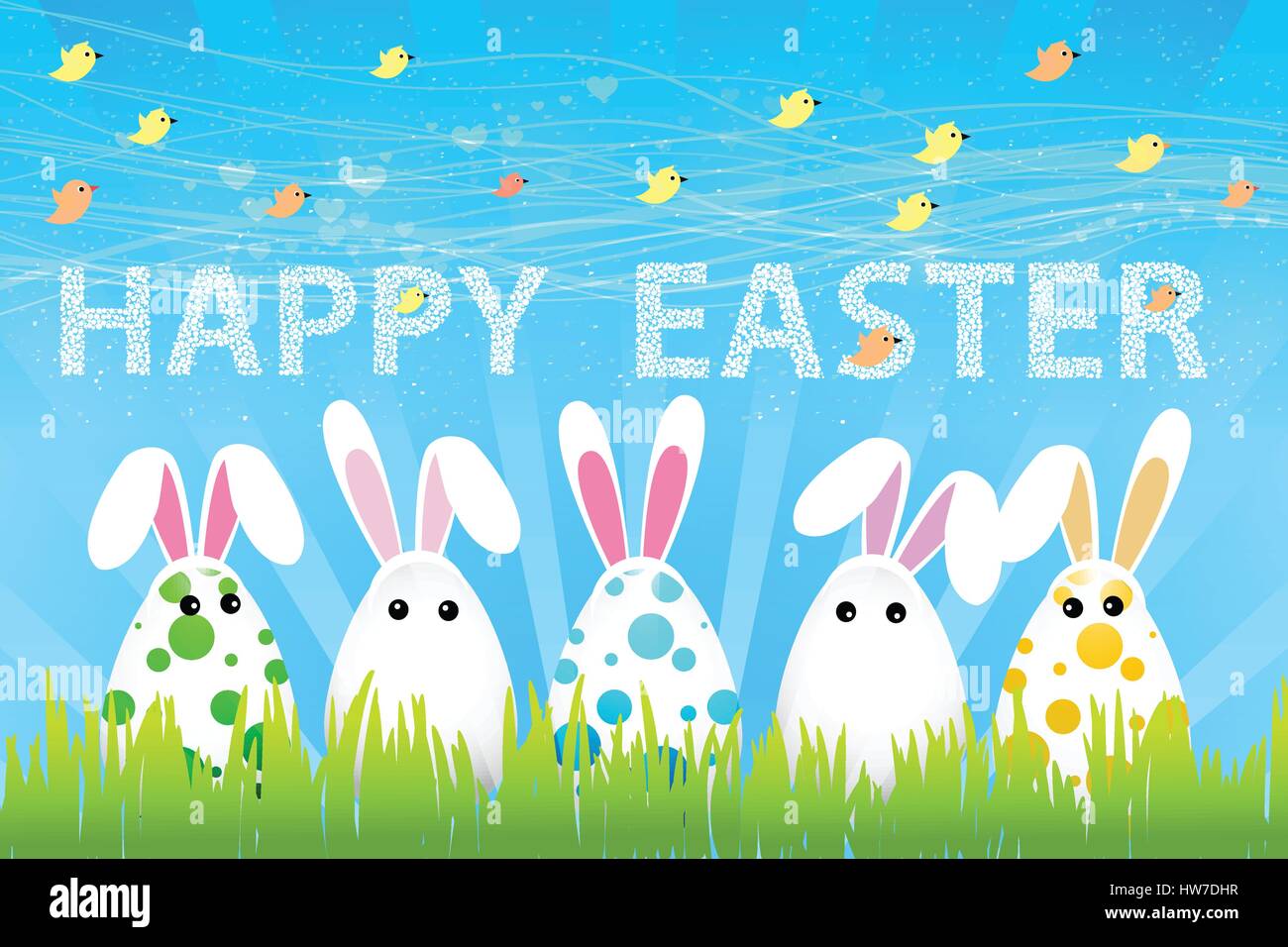 Rabbit Ears eggs and birds fly Stock Vector Image & Art - Alamy