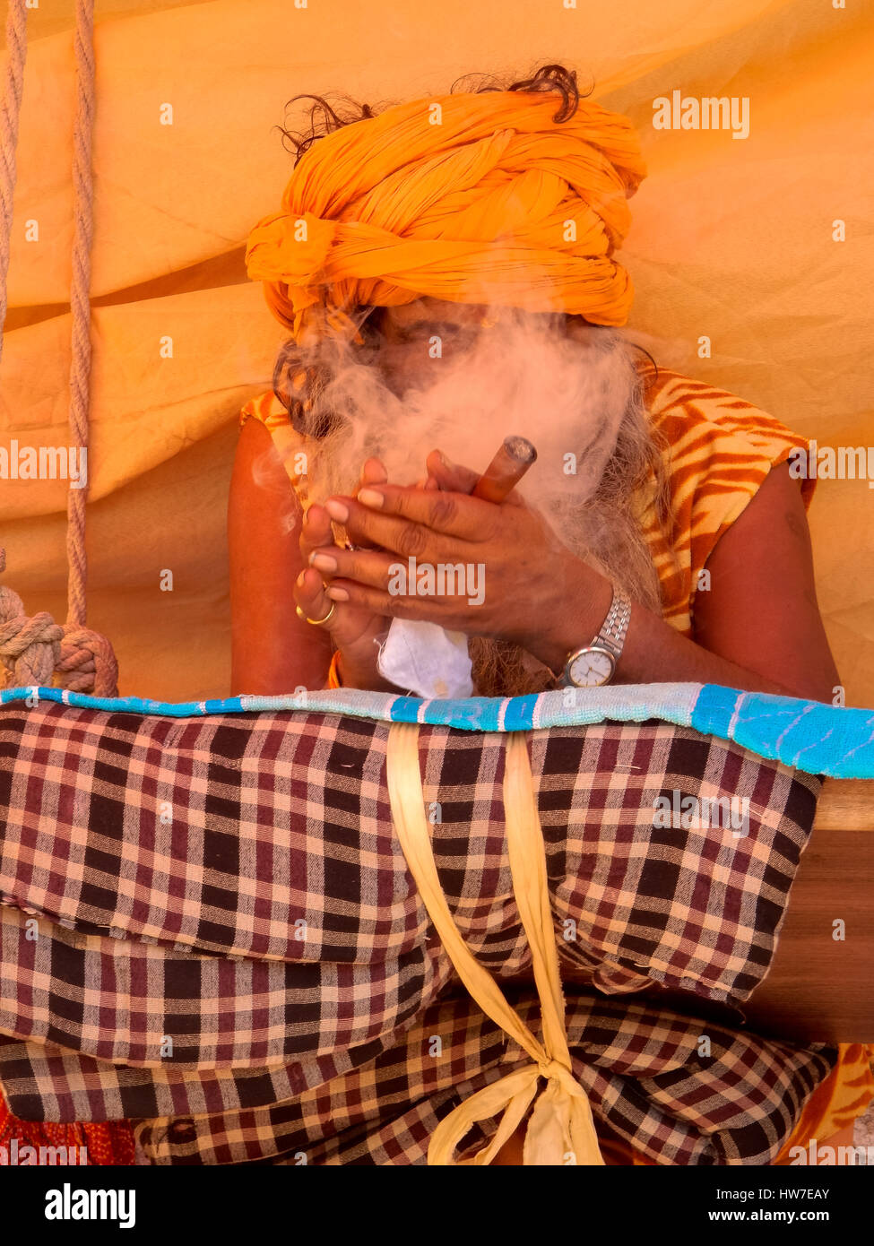 sadhu smoking pot at holy festival in junagadh,India Stock Photo - Alamy