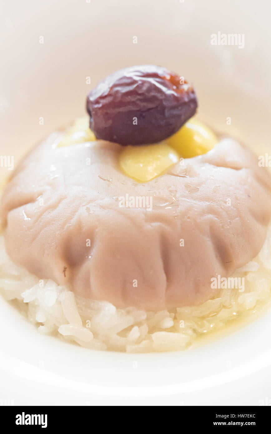 Chinese dessert, Chinese hot sticky rice and taro with ginkgo in sweet ...