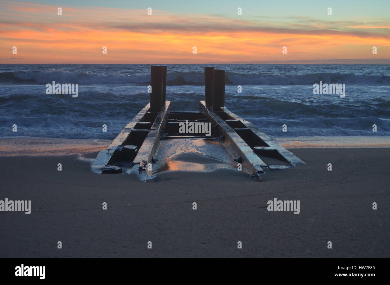 A jetty at sunset in the Outer Banks Stock Photo - Alamy