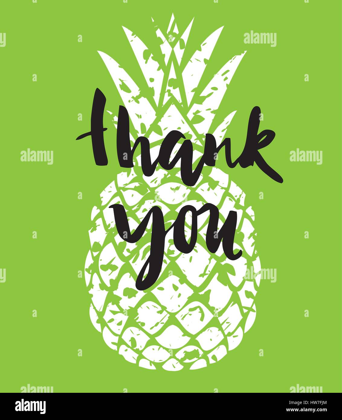 vector illustration of a thank you card with pineapple Stock Vector ...