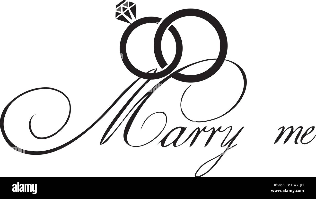 vector illustration of wedding rings marry me card Stock Vector Image ...