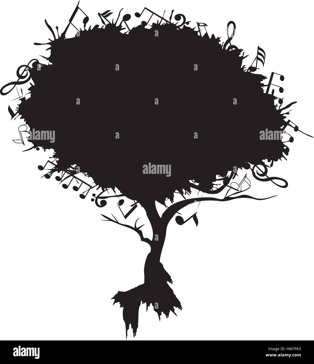 Vector illustration tree musical notes hi-res stock photography and ...