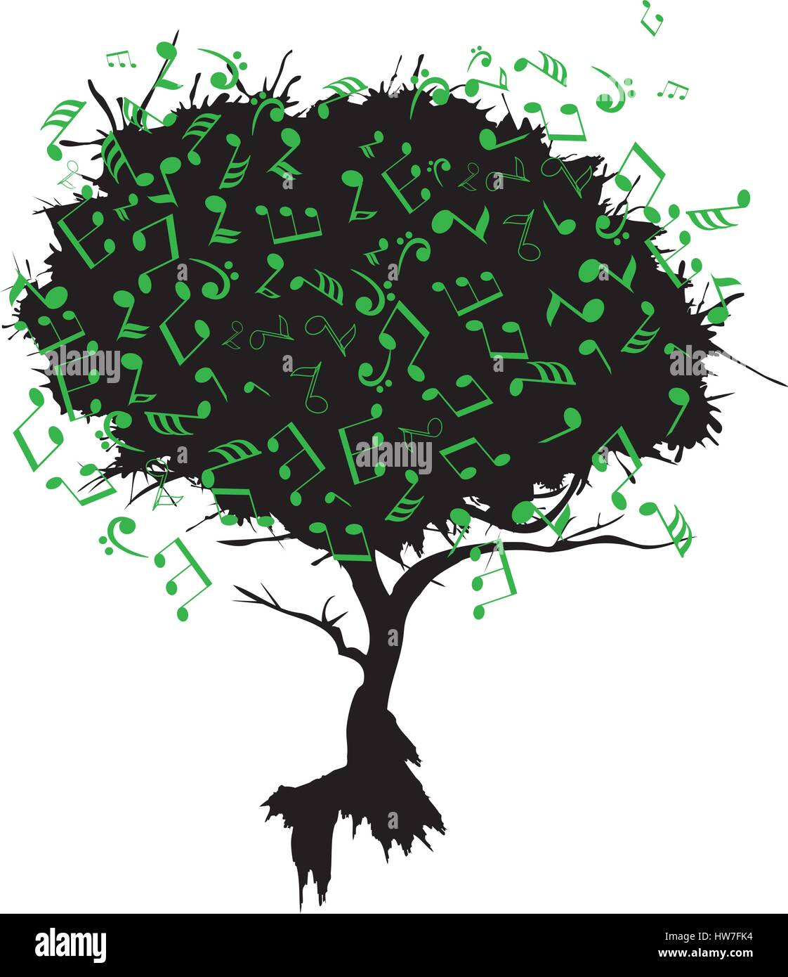 vector illustration of an abstract tree with musical notes Stock Vector ...