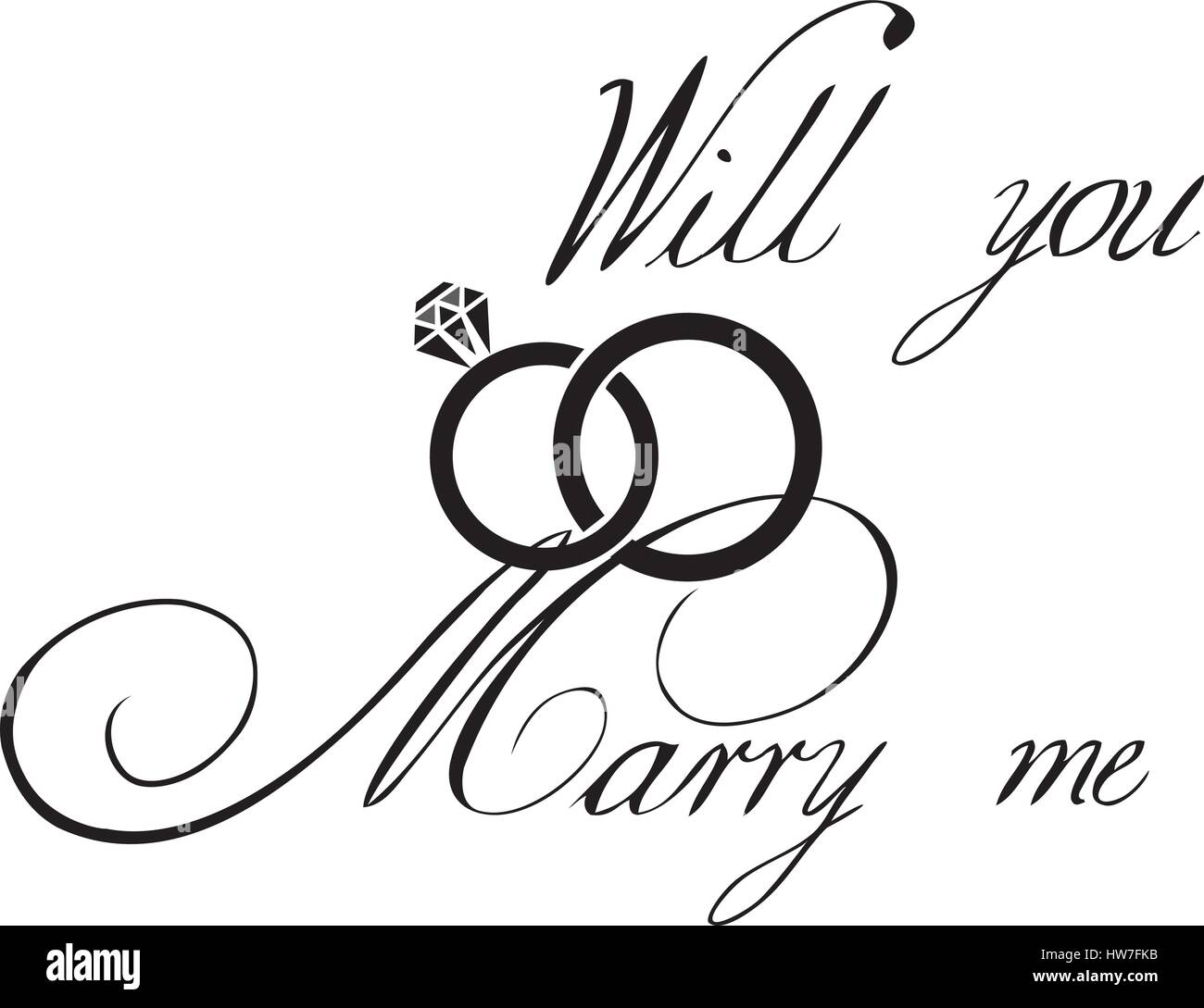 vector illustration of a marry me card with wedding rings Stock Vector ...