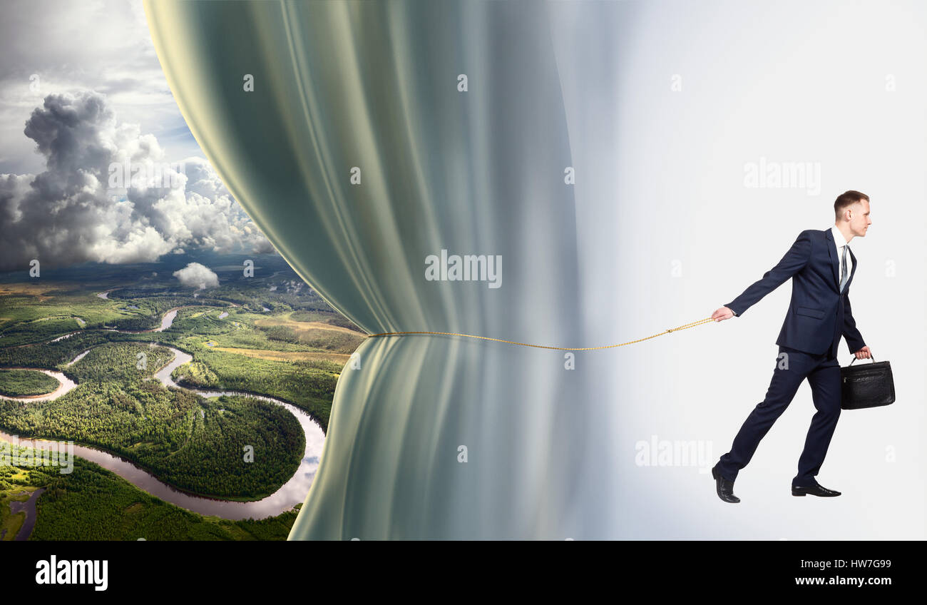 Young businessman shows weather forecast, conceptual idea Stock Photo ...