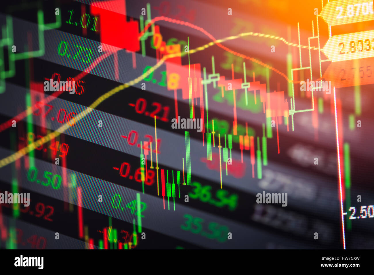 Stock market indicator and financial data view from LED. Double ...