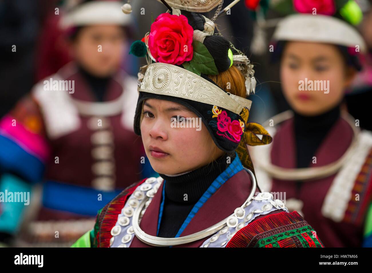 China, Guizhou, Xuan Wen village, spring festival of the Zhaoxi Miaos ...