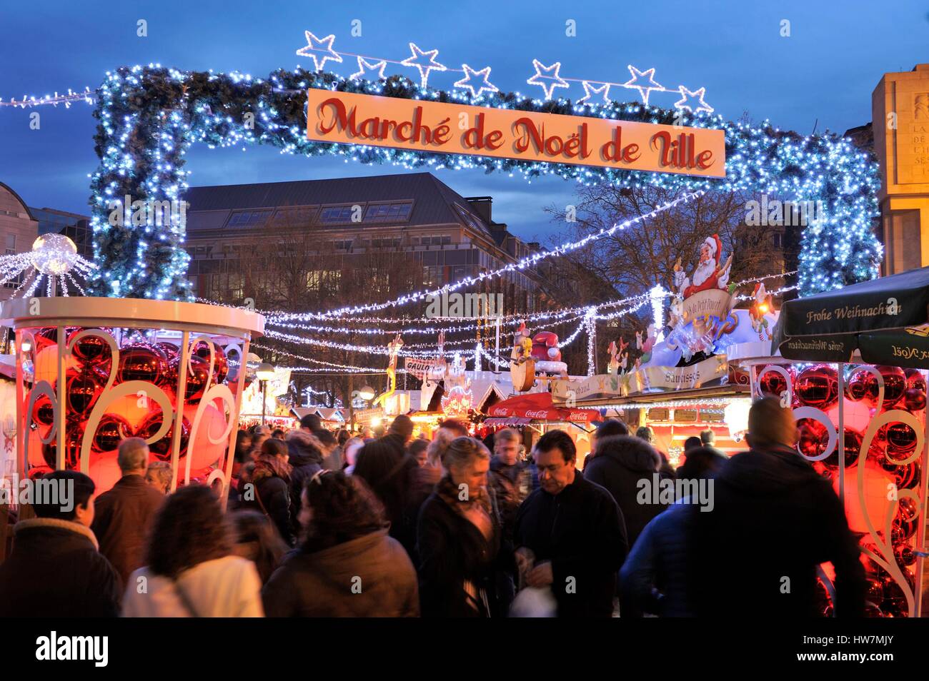 France, Nord, Lille, Place Rihour, main gatre to the Christmas market ...