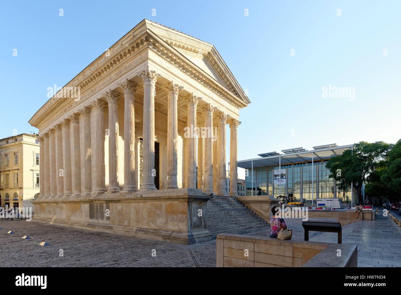 France, Gard, Nimes, Maison Carree, old Roman Temple of the 1st century ...
