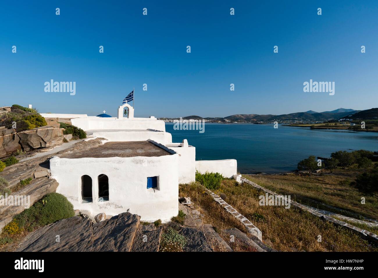 Greece, Cyclades, Paros island, Ai Yiannis Detis Monastery Stock Photo ...