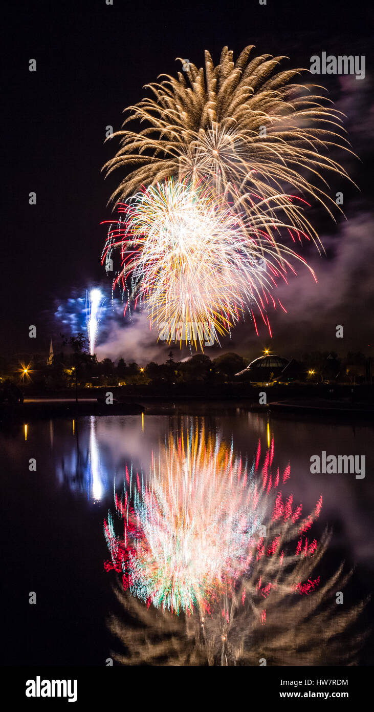 Fireworks Reflected in Water at Rose of Tralee Festival, County Kerry ...