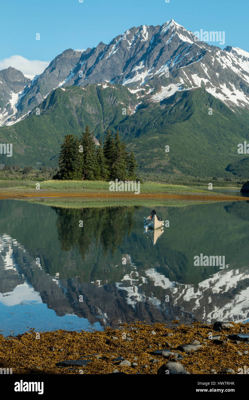 Addison Peak reflecting in Pedersen Lagoon in Kenai Fjords National ...