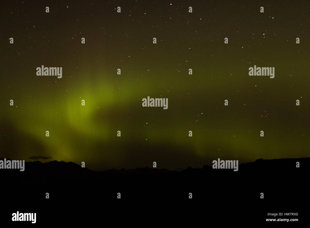 Northern Lights and a shooting star from Kesugi Ridge, Alaska Stock ...
