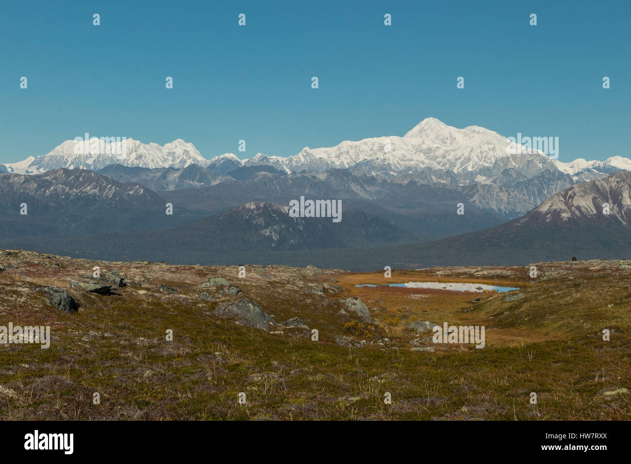Denali and Mt. Foraker from Kesugi Ridge, Alaska Stock Photo - Alamy