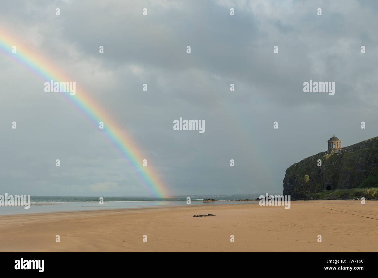 LIMAVADY, NORTHERN IRELAND- OCTOBER 16, 2016: Double rainbow and the ...