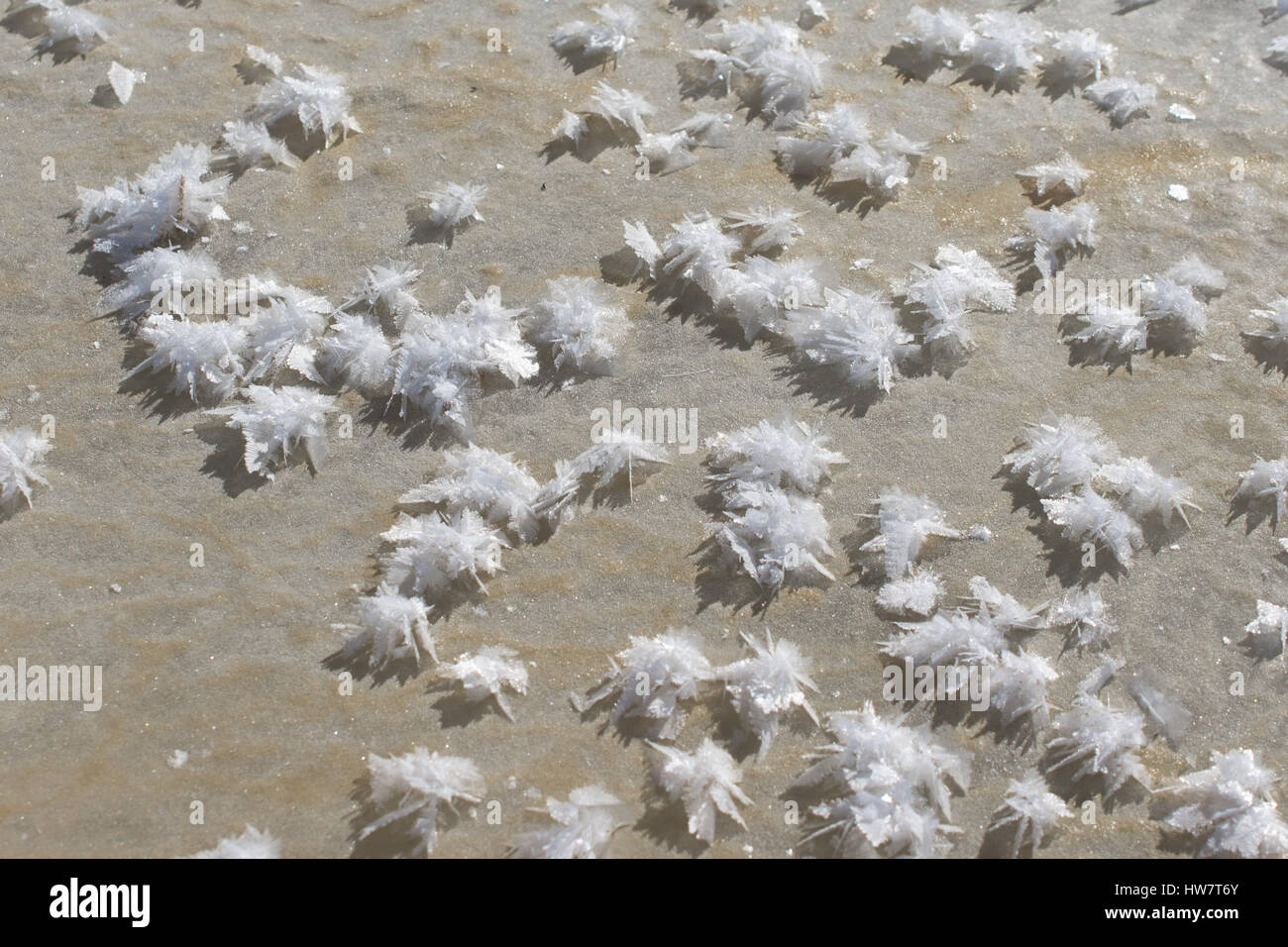 Ice Crystals Forming on Frozen Lake Stock Photo - Alamy