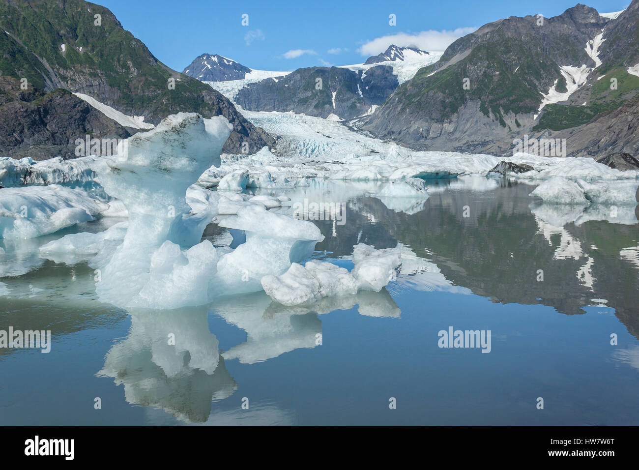 Icebergs in front of Pedersen Glacier, Kenai Fjords National Park ...