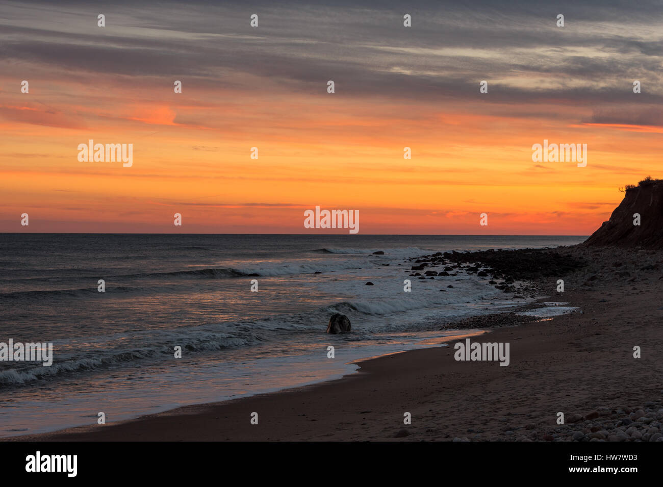 Winter Sunset in Montauk Point Stock Photo - Alamy