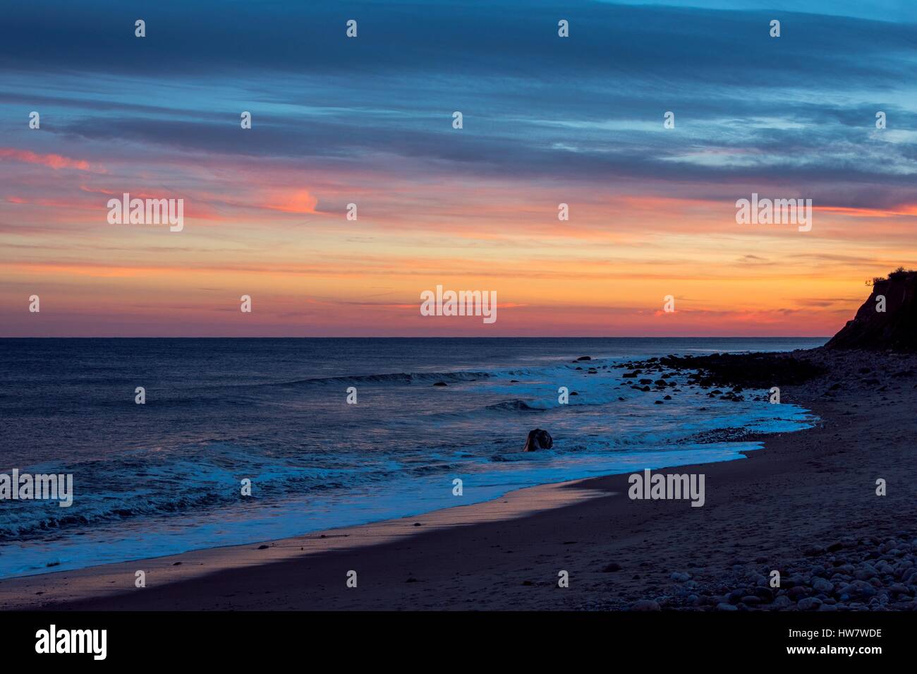 Winter Sunset in Montauk Point Stock Photo - Alamy