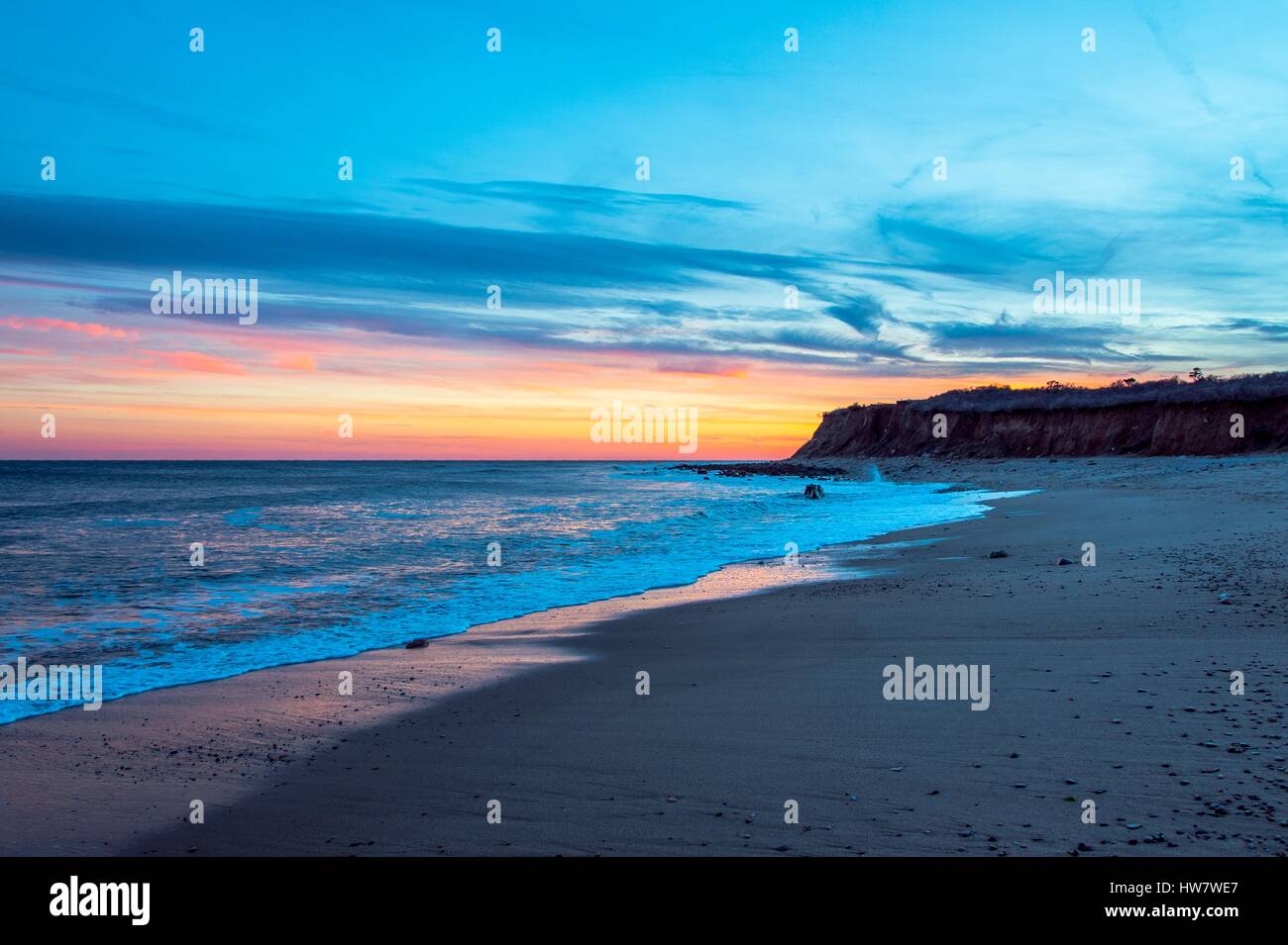 Winter Sunset in Montauk Point Stock Photo - Alamy