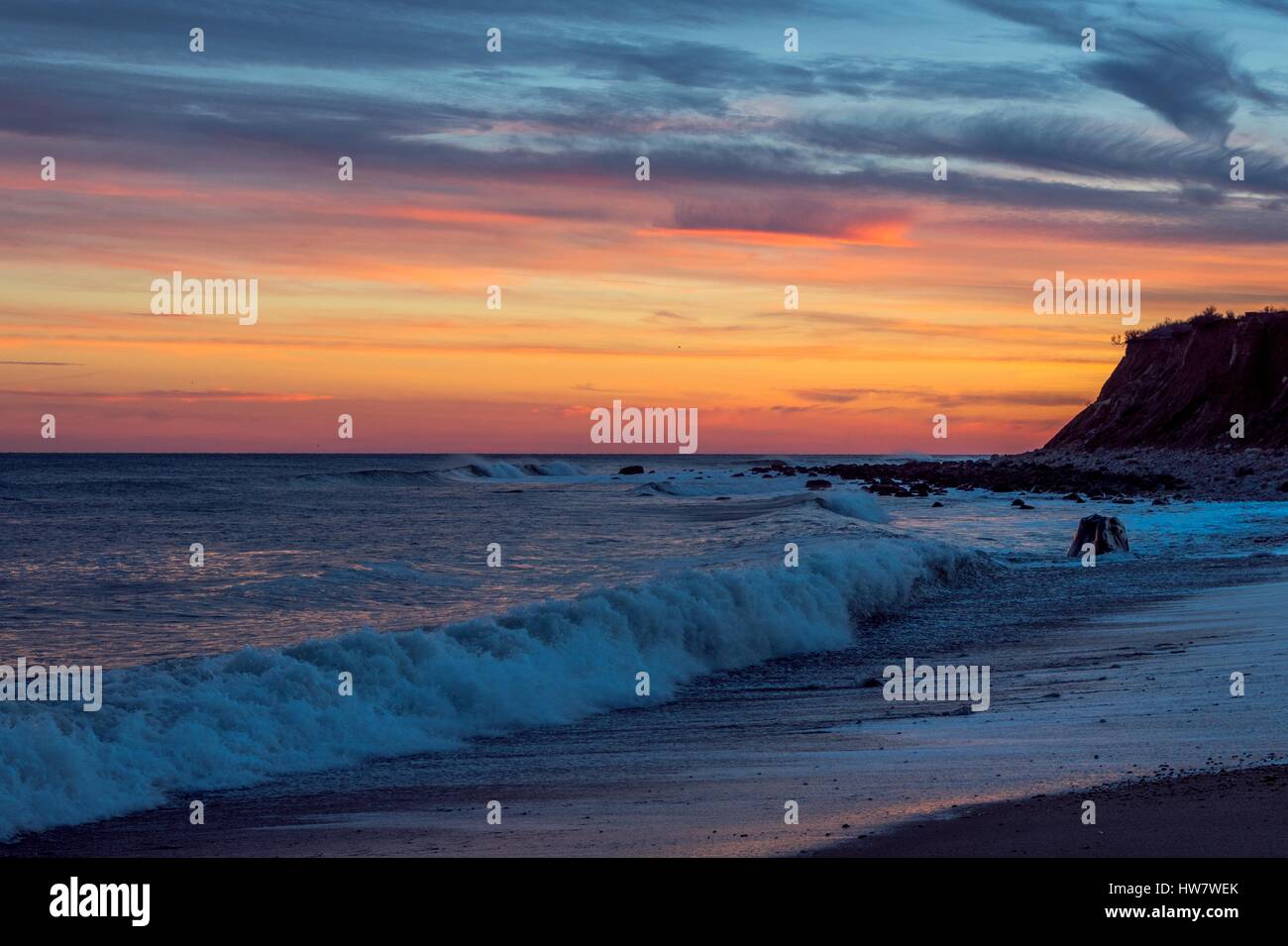 Winter Sunset in Montauk Point Stock Photo - Alamy