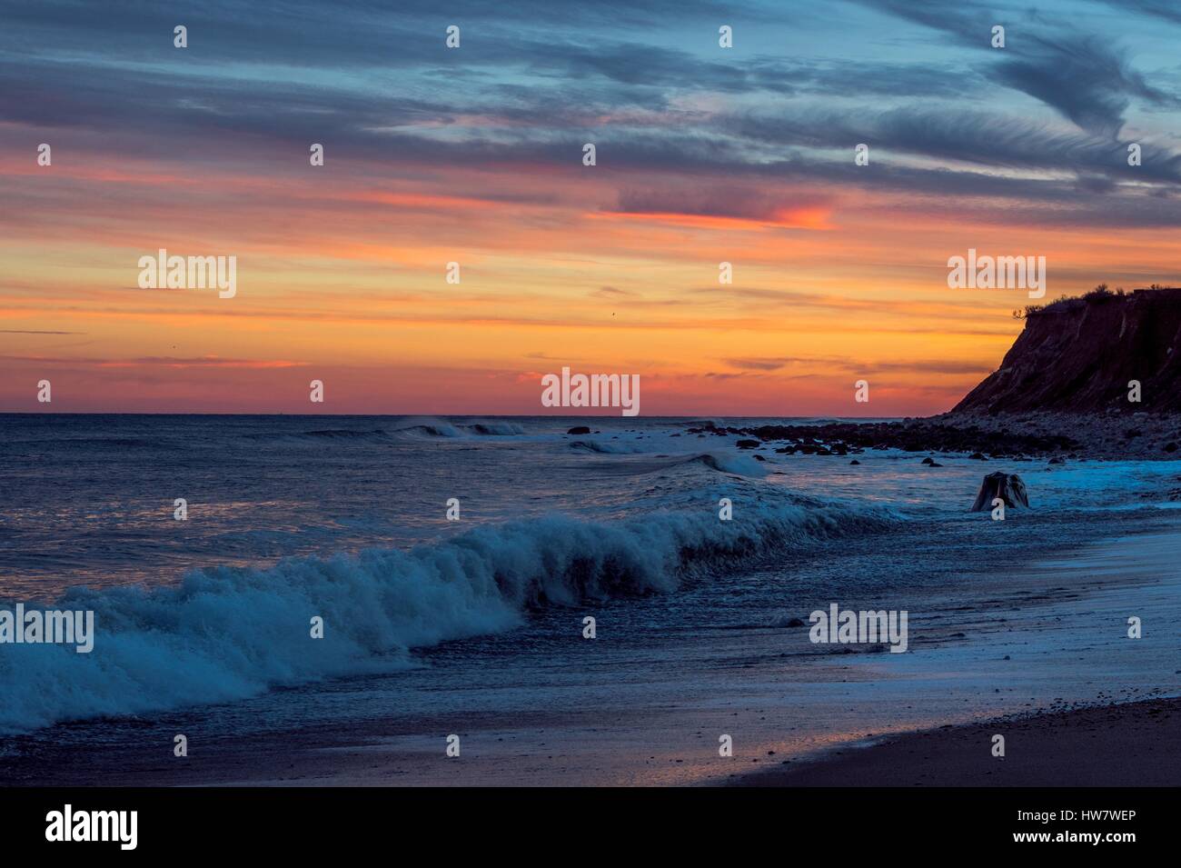 Winter Sunset in Montauk Point Stock Photo - Alamy