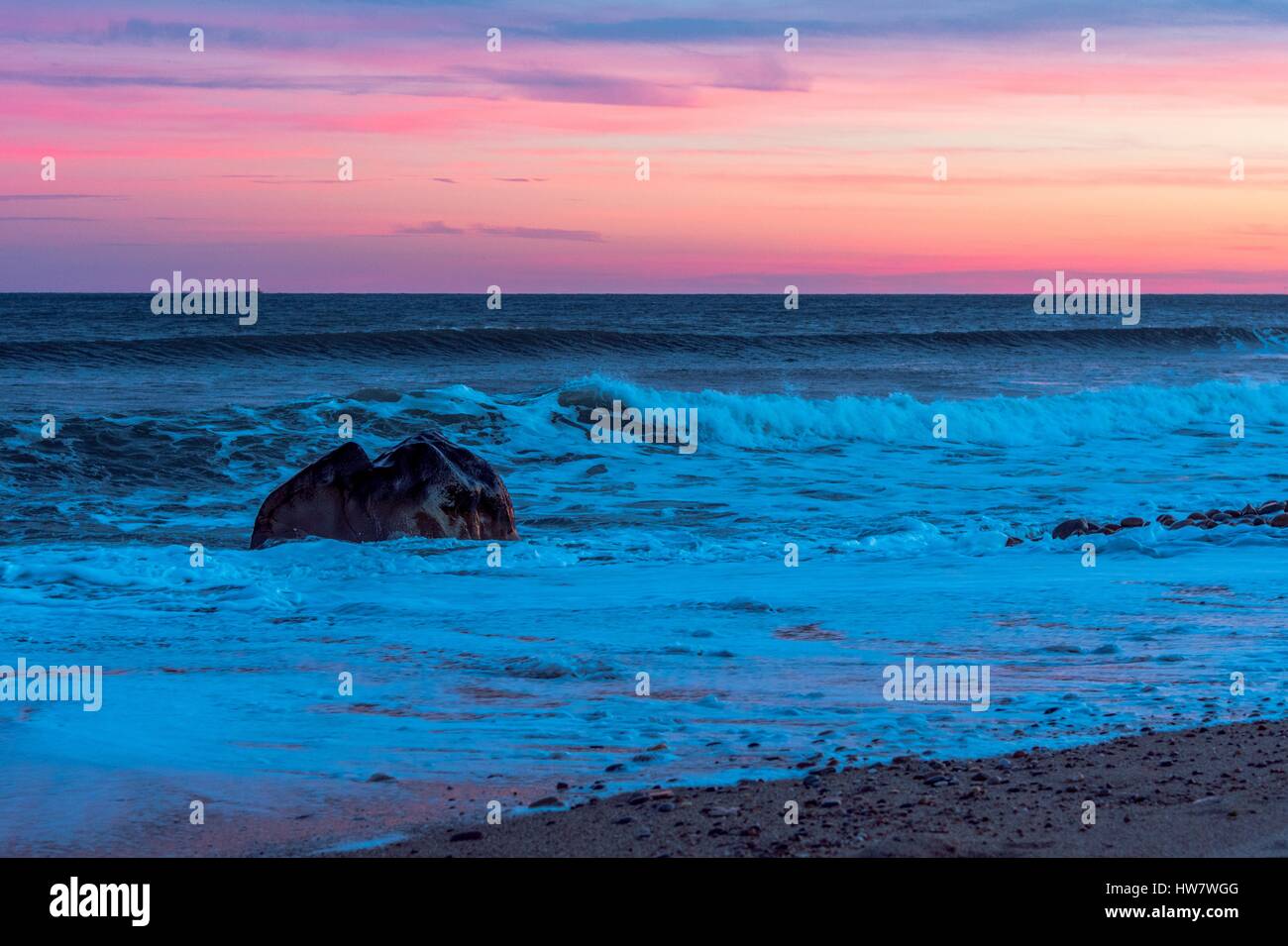 Winter Sunset in Montauk Point Stock Photo - Alamy