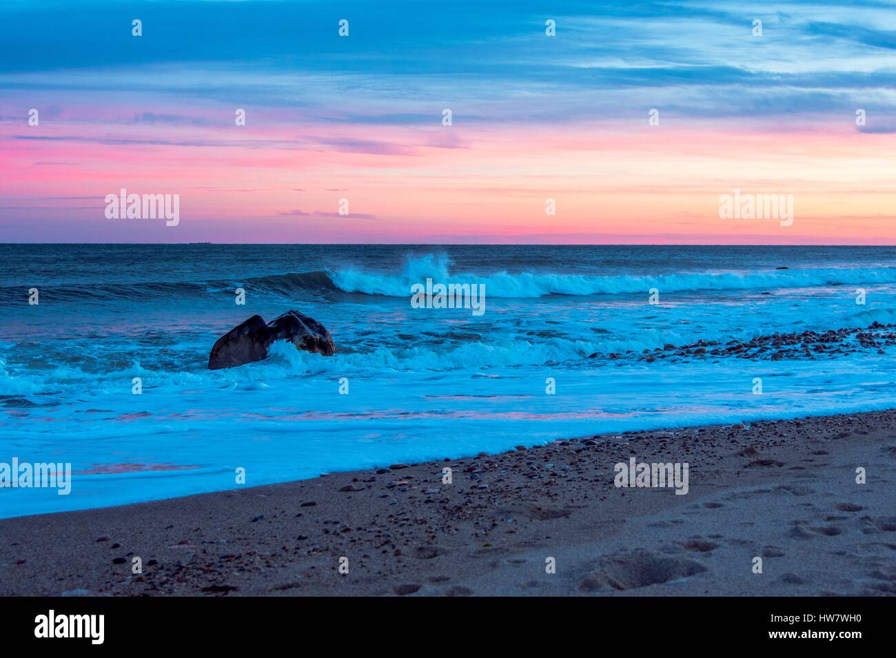 Winter Sunset in Montauk Point Stock Photo - Alamy