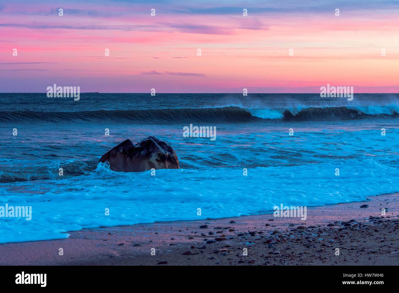 Winter Sunset in Montauk Point Stock Photo - Alamy