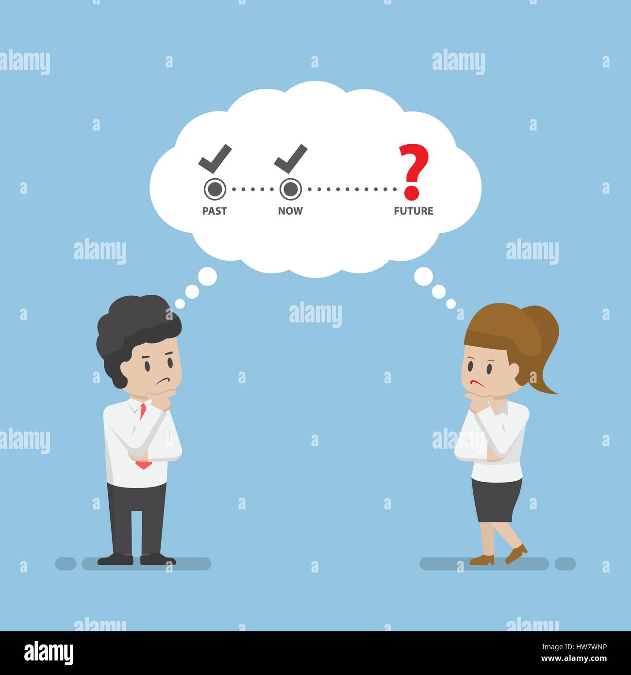 Cartoon illustration businessman planning future hi-res stock ...