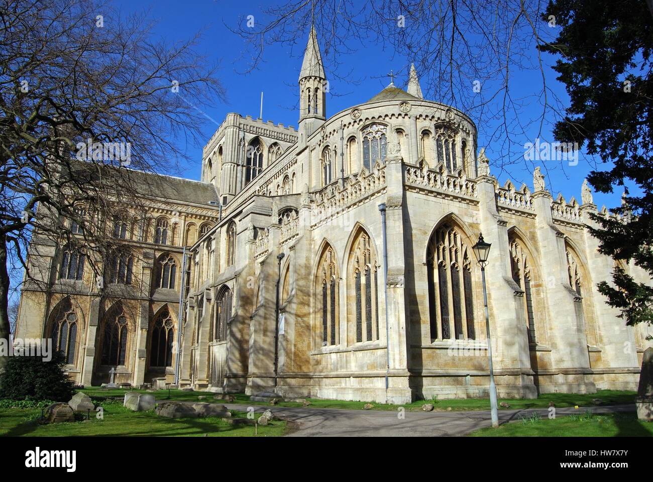 Rear view of Peterborough Cathedral (Cathedral Church of St. Peter, St ...