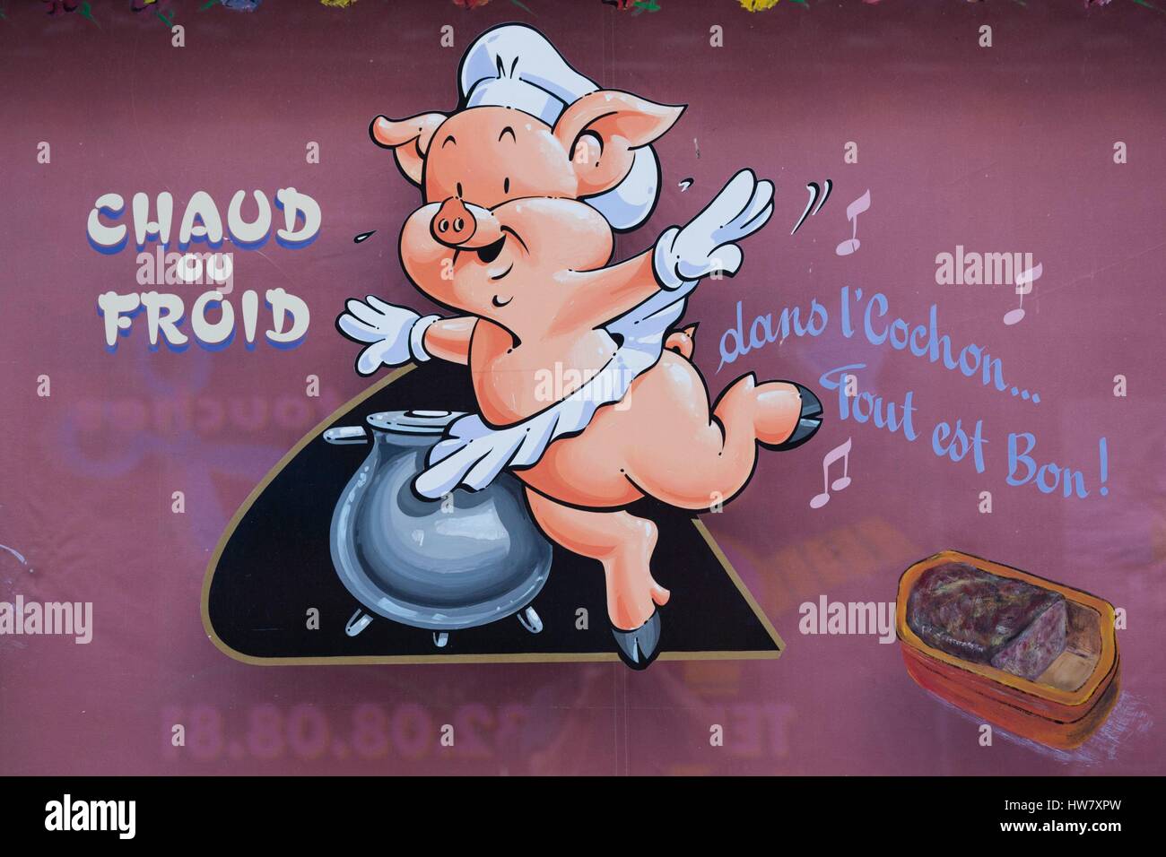 France, Seine Maritime, Rouen, sign for pork shop Stock Photo - Alamy