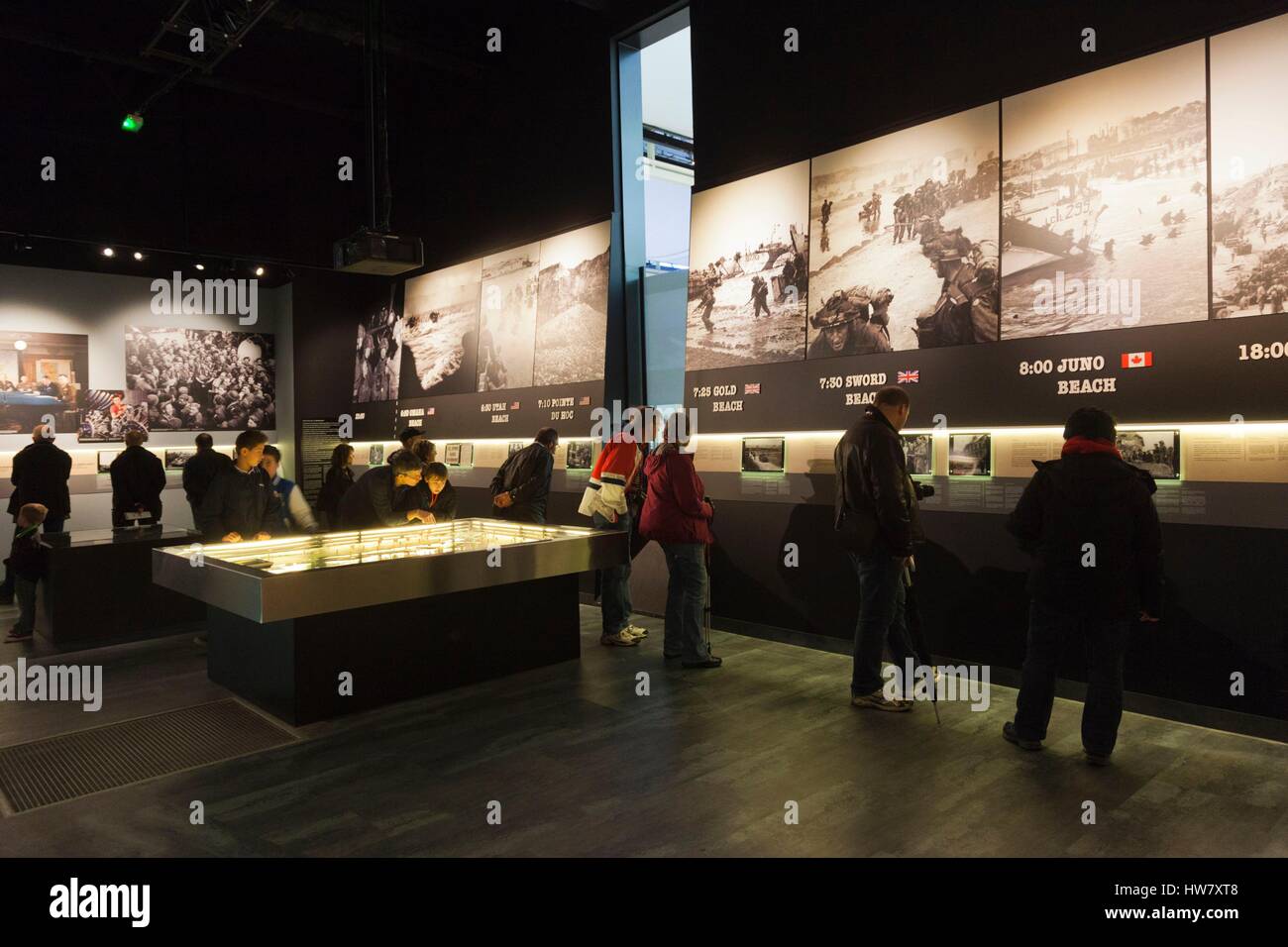 France, Calvados, Caen, Le Memorial Peace Museum, interior display on ...