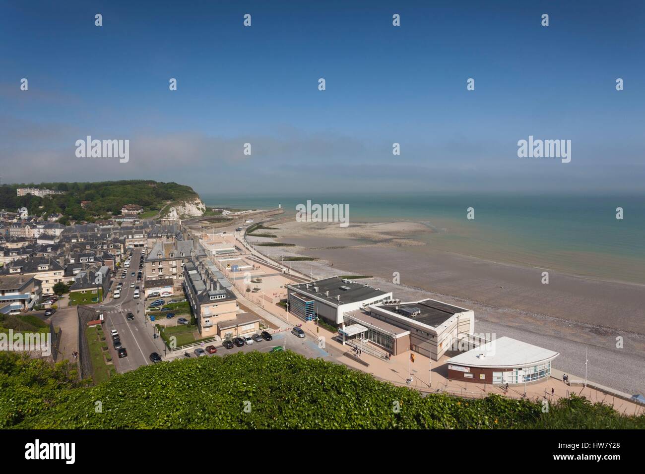 France, Seine Maritime, Saint Valery en Caux, elevated town view Stock ...