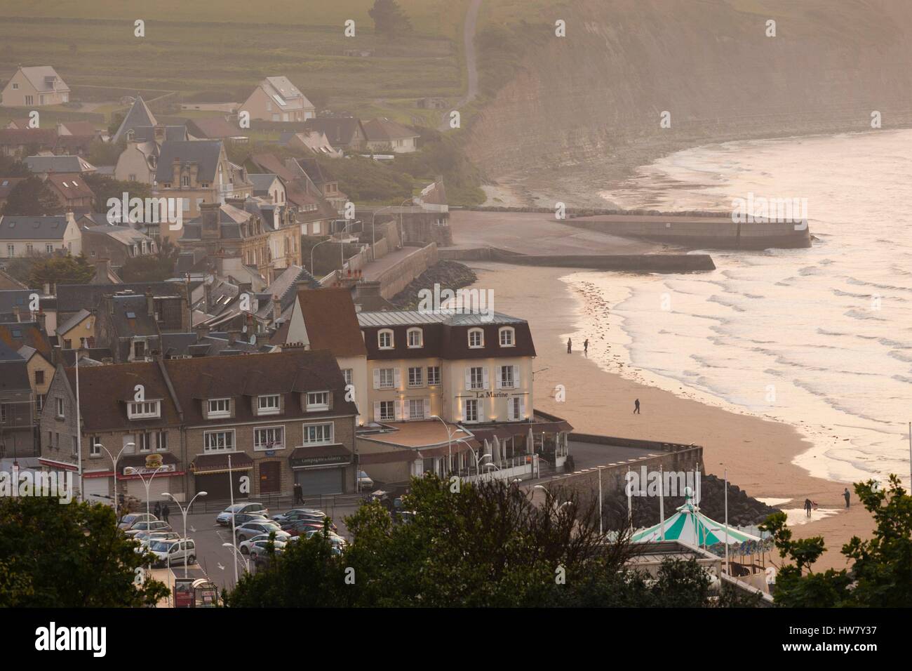 France, Calvados, D-Day Beaches Area, Arromanches les Bains, elevated ...