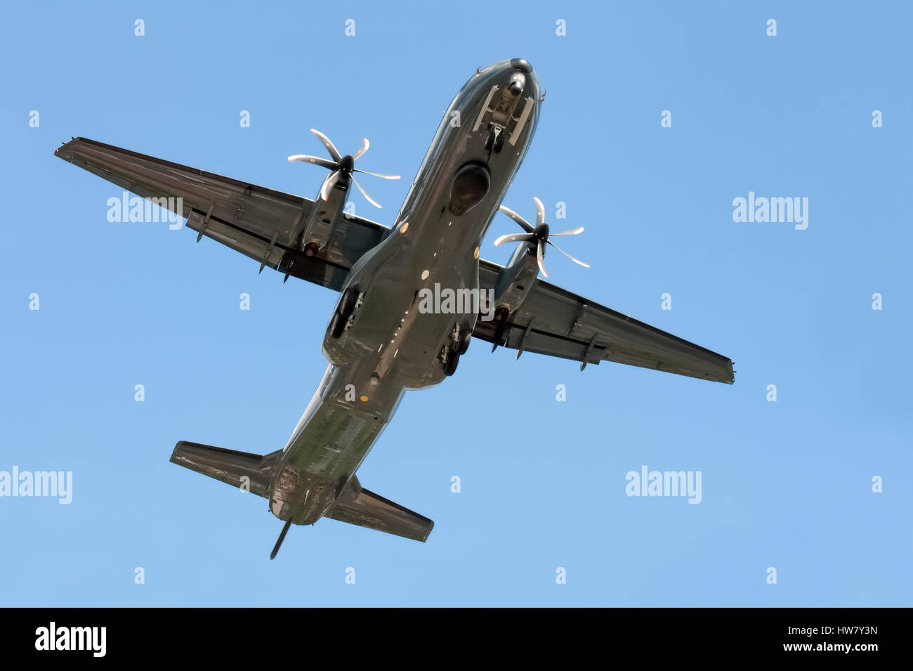 small propeller cargo aircraft on landing approach Stock Photo - Alamy