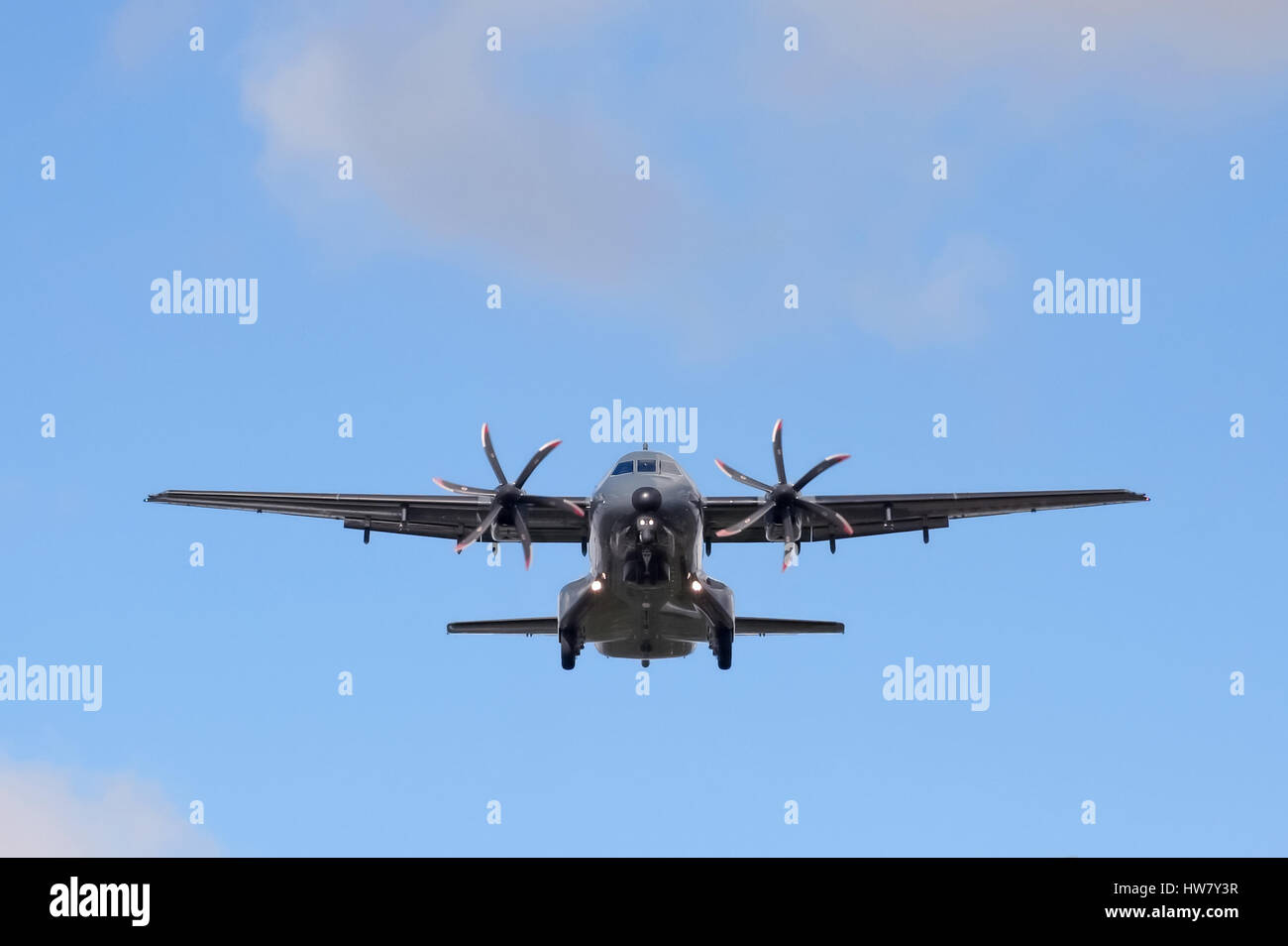 small propeller cargo aircraft on landing approach Stock Photo - Alamy