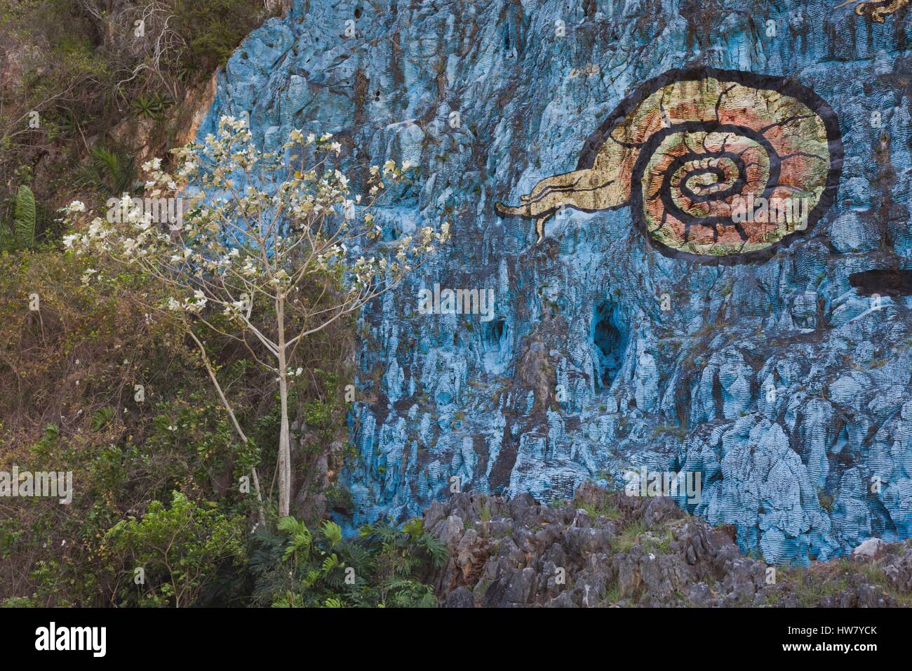 Cuba, Pinar del Rio Province, Vinales, Vinales Valley, Mural de ... Cuba, Pinar del Rio Province, Vinales, Vinales Valley, Mural de ...