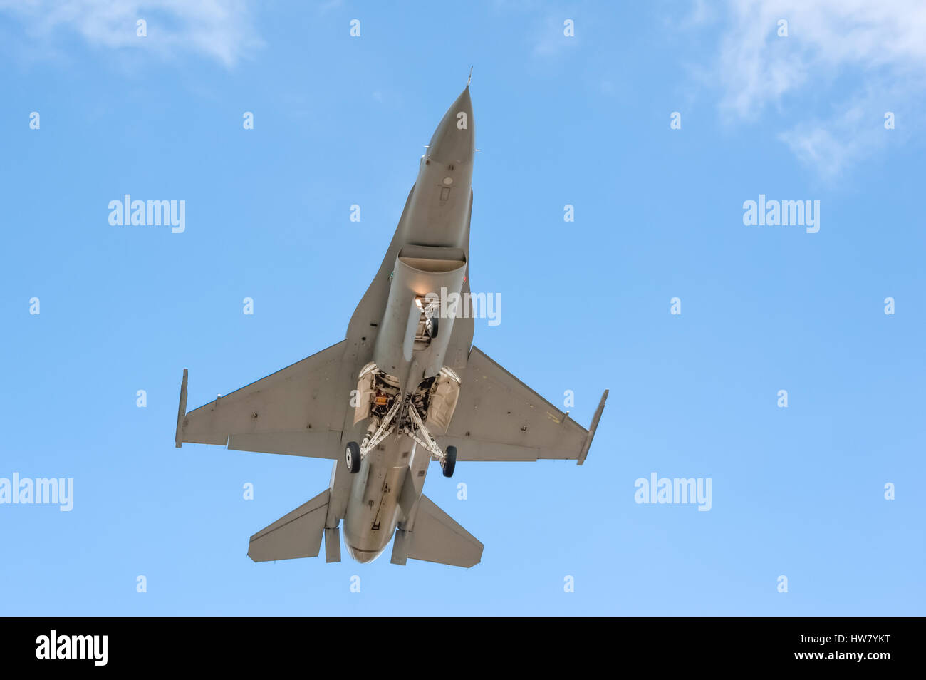 unmarked militay fighter jet on landing approach Stock Photo - Alamy